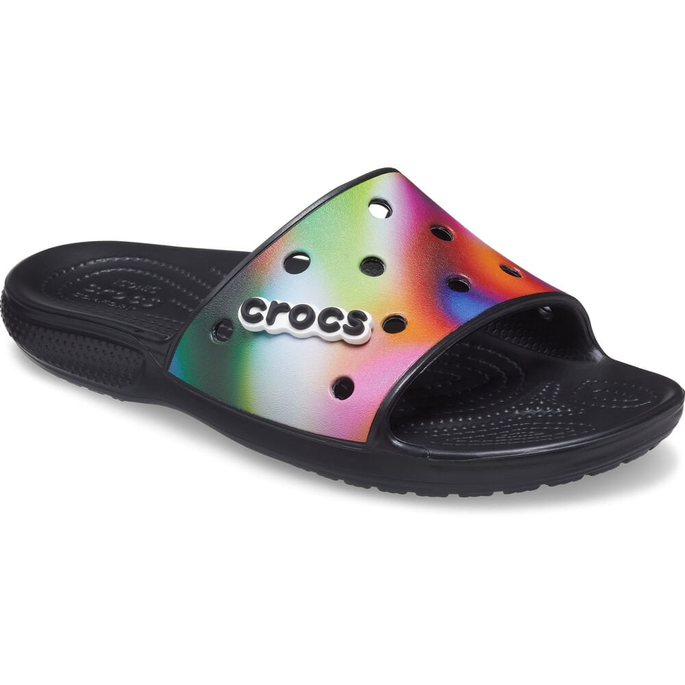 Chinelo Crocs Classic Solarized Slide Black/Multi