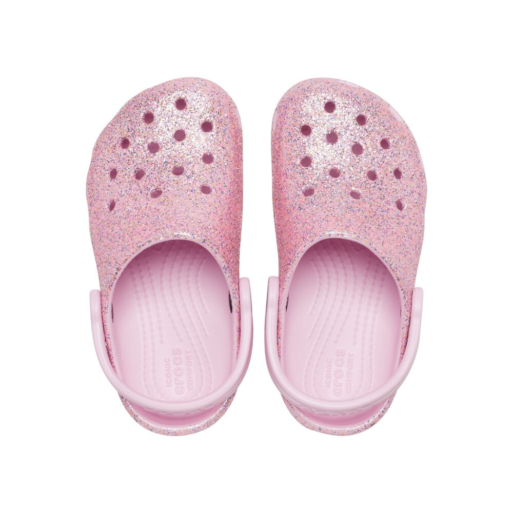 Sandália Crocs Classic Glitter Clog Infantil WHITE/RAINBOW
