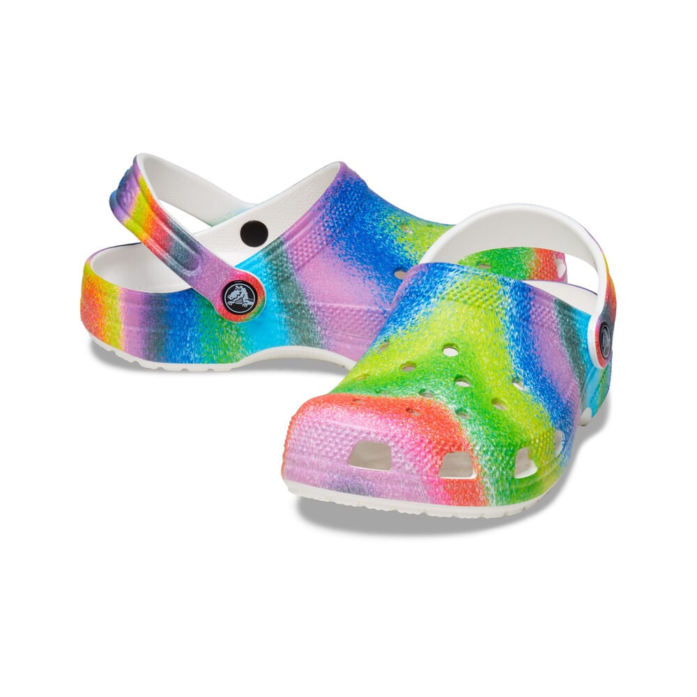 Sandália Crocs Classic Spray Die Clog Juvenil WHITE/MULTI