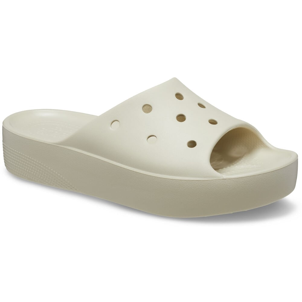 Chinelo Crocs Classic Platform Slide BONE
