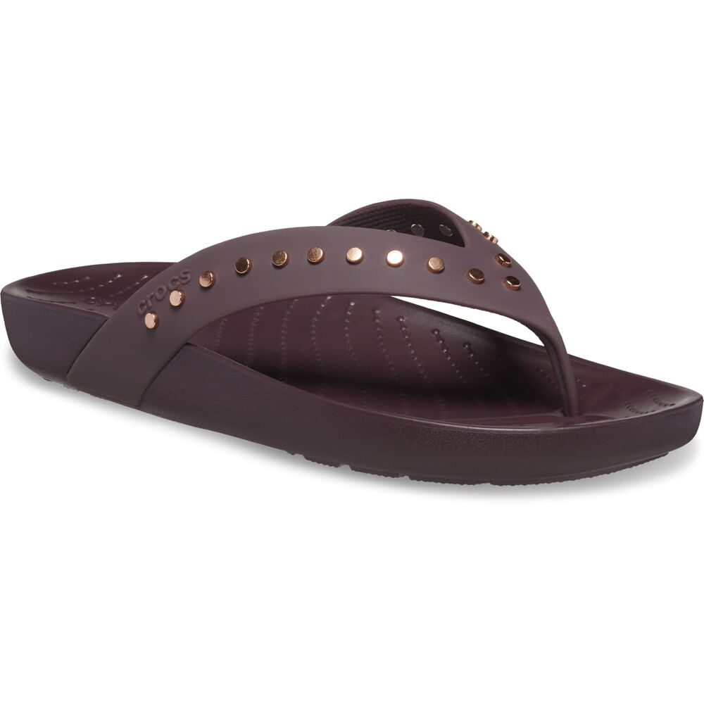 Chinelo Crocs Splash Studded Flip DARK CHERRY