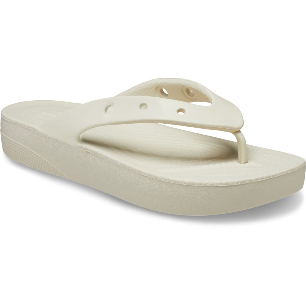 Chinelo Crocs Classic Platform Flip BONE