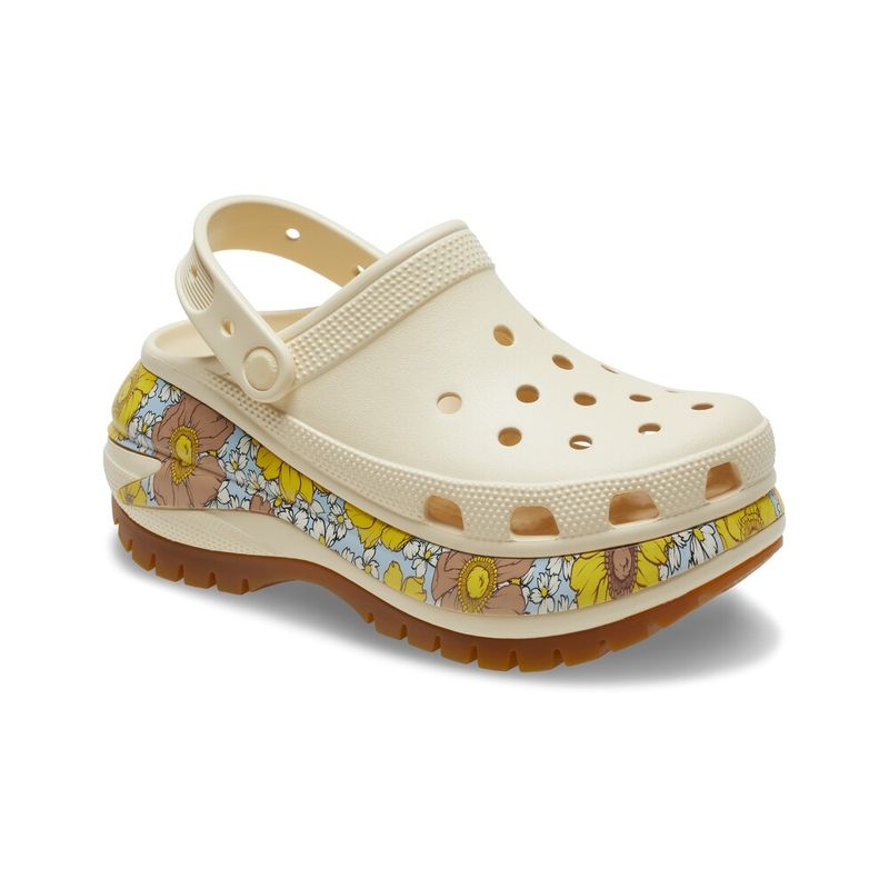 Sandália Crocs Mega Crush Retro Floral Clog VANILLA/MULTI