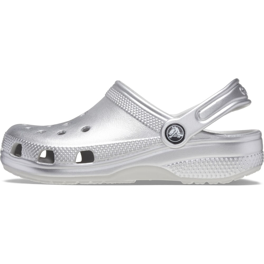 Sandália Crocs Classic Metallic Clog Infantil SILVER METALLIC