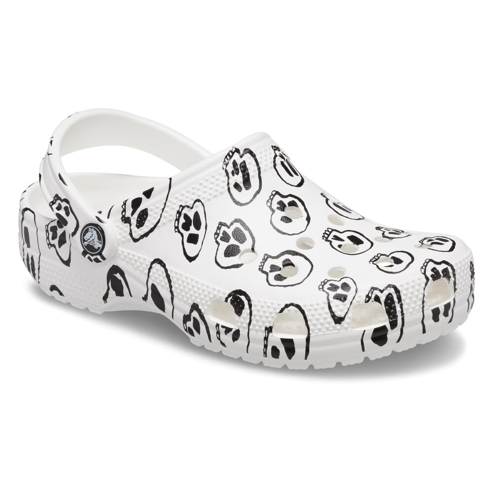 Sandália Crocs Classic Skull Print Clog WHITE/BLACK