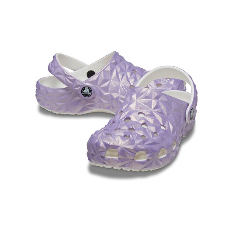 Sandália Crocs Classic Iridescent Geometric Clog Juvenil WHITE