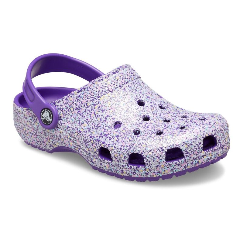 Sandália Crocs Classic Glitter Clog Juvenil NEON PURPLE/MULTI