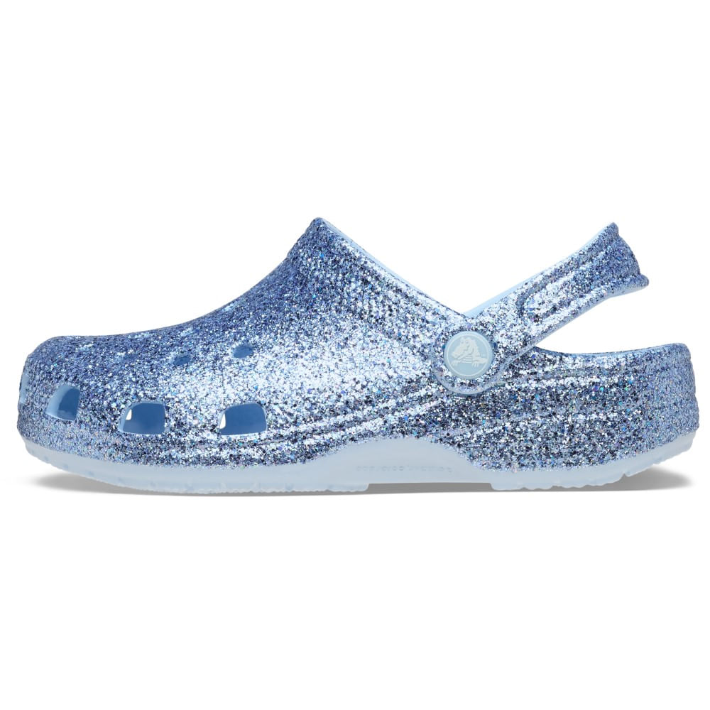 Sandália Crocs Classic Chunky Glitter Clog Juvenil BLUE FROST
